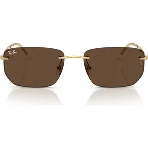 Ray-ban 56mm Rimless Rectangular Sunglasses - Arista/dark Brown