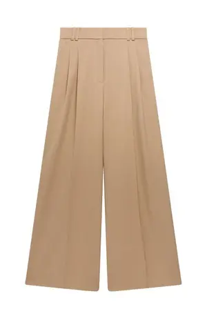 Another Tomorrow Twill Pleated Trouser - Camel