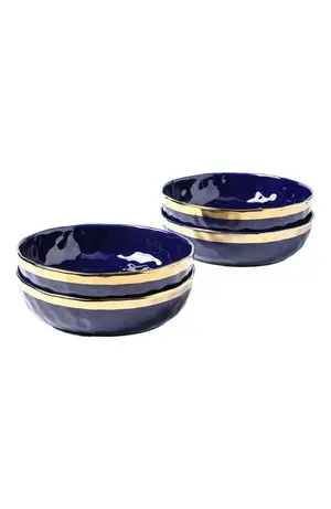 STONE + LAIN Florian Porcelain 4-piece Pasta Bowl Set - Blue