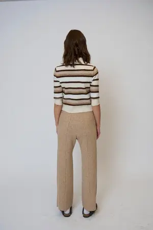 Central Park West Striped Half Sleeve Crew Neck Top