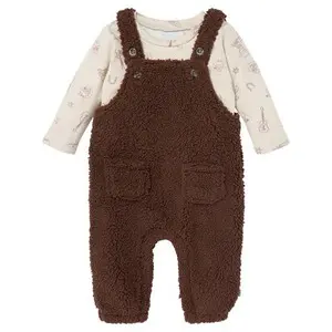 MODERN MOMENTS™ BY GERBER Plush Overall And Long Sleeve Top Set - Rich Brown