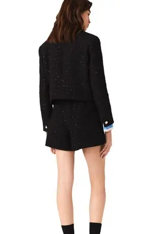 Maje Short Rhinestone Tweed Jacket