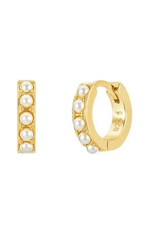 UNTAMED PETALS Pixie Huggie Hoop Earrings - Pearl
