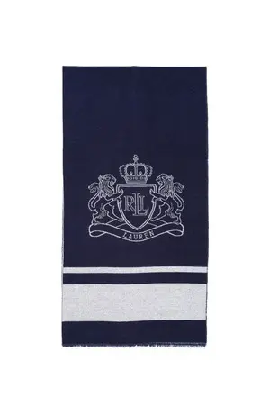 Ralph Lauren Crest Jacquard Wrap - Navy/cream