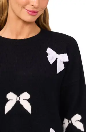 CECE DUPRAZ Bow Crewneck Sweater - Rich Black