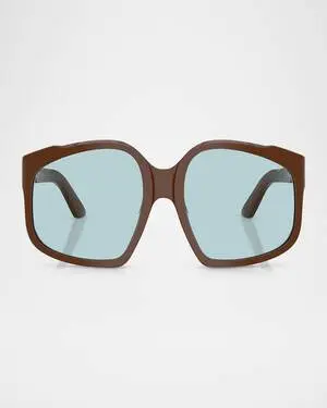 Miu Miu Acetate Square Frame Sunglasses - Brwblu