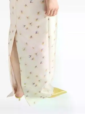 Prada Floral Print Silk Dress - Neutrals