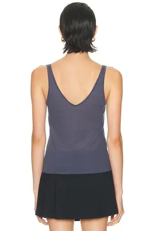 SKIMS Sheer Cotton V-neck Tank Top - Sleet