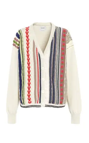 BARRIE Striped Cashmere Cardigan
