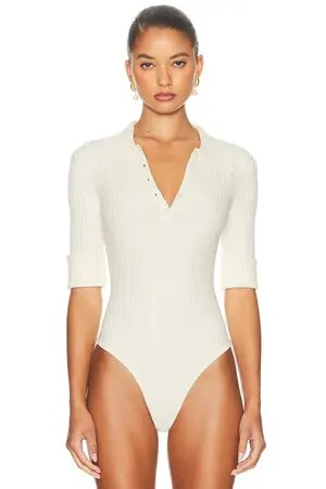 HELSA Devora Polo Bodysuit - Ivory