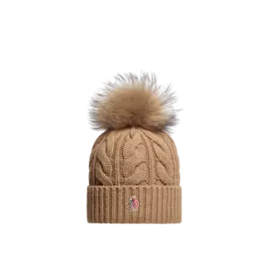 Moncler Wool And Cashmere Beanie With Pom Pom - Beige
