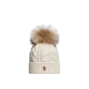 Moncler Wool And Cashmere Beanie With Pom Pom - White