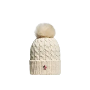 Moncler Wool Beanie With Pom Pom - White