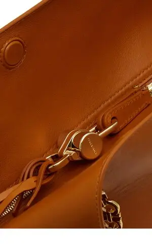 FERRAGAMO Scarf Chain Leather Shoulder Bag - Orange