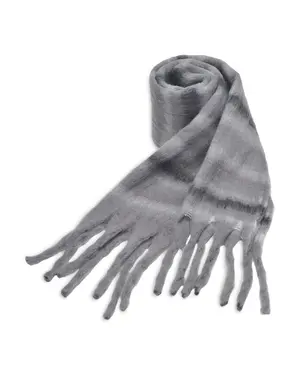 Aqua Striped Fringe Scarf