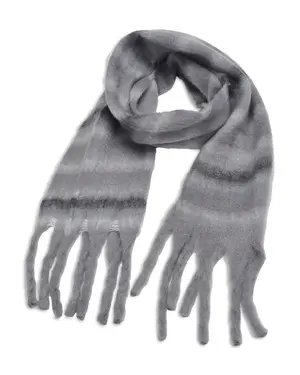 Aqua Striped Fringe Scarf