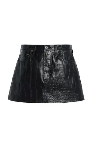 AGOLDE Keira Croc-effect Mini Skirt - Black