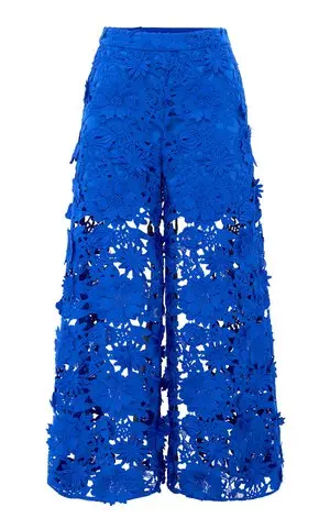 LEO LIN Candied Lace Wide-leg Pants - Blue