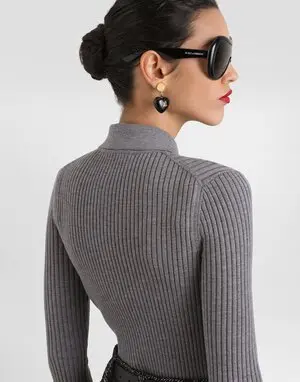 Dolce & Gabbana Ribbed Wool Pullover - Grey