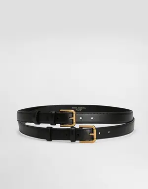Dolce & Gabbana Calfskin Double-loop Belt - Black