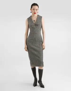 Dolce & Gabbana Long Dotted Wool Blend Dress