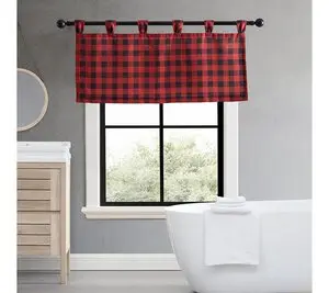 Eddie Bauer Mountain Plaid Red 50x20 Window Val Ance