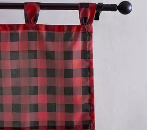 Eddie Bauer Mountain Plaid Red 50x20 Window Val Ance