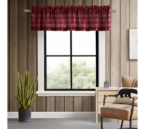 Eddie Bauer Mountain Plaid Red 86x15 Window Val Ance