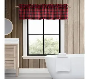 Eddie Bauer Mountain Plaid Red 86x15 Window Val Ance
