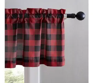 Eddie Bauer Mountain Plaid Red 86x15 Window Val Ance