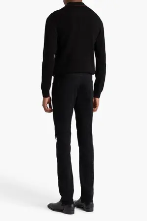 Paige Cotton-blend Polo Sweater - Black