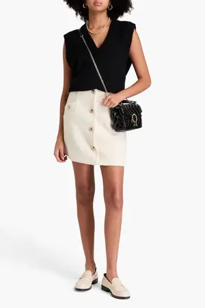 Sandro Button-embellished Brushed Tweed Mini Skirt