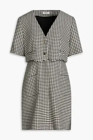 Sandro Houndstooth Tweed Mini Dress