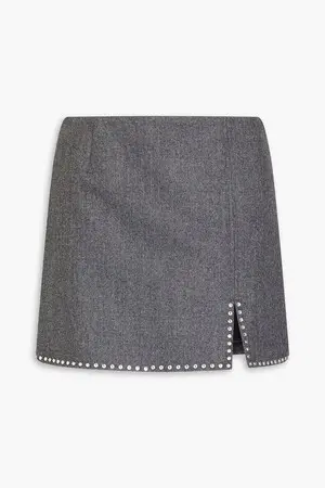 Sandro Crystal-embellished Wool-twill Mini Skirt