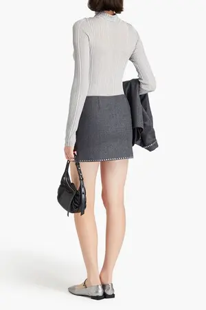 Sandro Crystal-embellished Wool-twill Mini Skirt