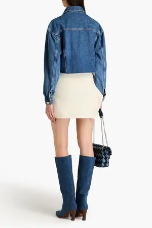 Sandro Ruffled Tweed Mini Skirt