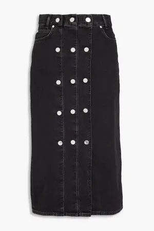 Sandro Button-embellished Denim Midi Skirt
