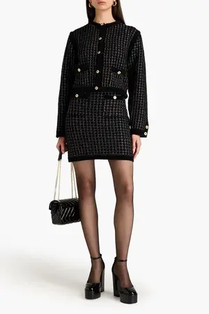 Sandro Metallic Checked Knitted Mini Skirt