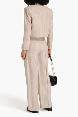 Sandro Cropped Pinstriped Tweed Blazer