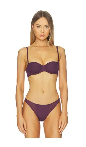 Wolford Sheer Opaque Convertible Bandeau In Purple - Aubergine
