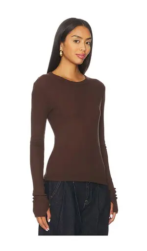 Michael Lauren Axl Long Sleeve Crop Fitted Top