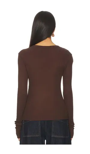 Michael Lauren Axl Long Sleeve Crop Fitted Top
