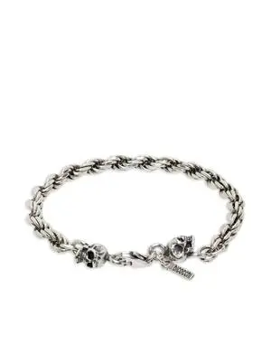 Emanuele Bicocchi Rope Chain Skull Bracelet - Silver