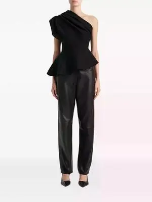 Khaite Aimee" Asymmetric Peplum Top - Black