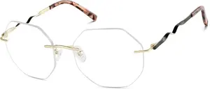 Zenni Geometric Rimless Eyeglasses - Gold