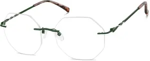 Zenni Geometric Rimless Eyeglasses - Green