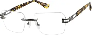 Zenni Rimless Square Frame Eyeglasses - Gray