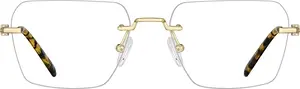 Zenni Rimless Square Eyeglasses - Gold