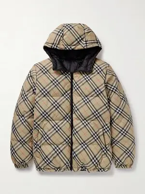 Burberry Reversible Checked Quilted Shell Hooded Down Jacket - Neutrals