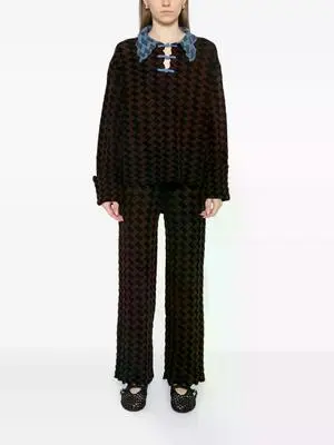 YANYAN Basket-weave Cropped Trousers